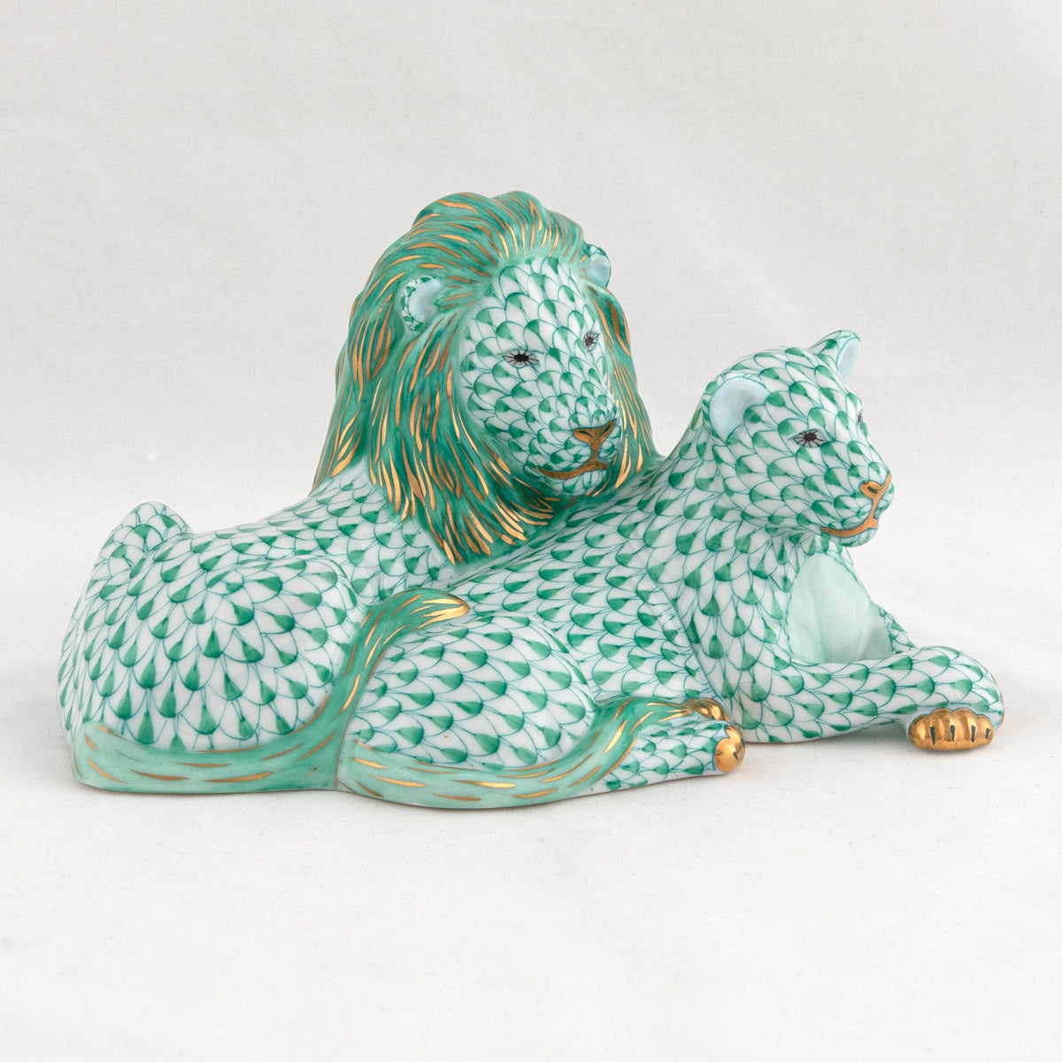 Herend Lion and Lioness Green – Paris Tableware & Gifts